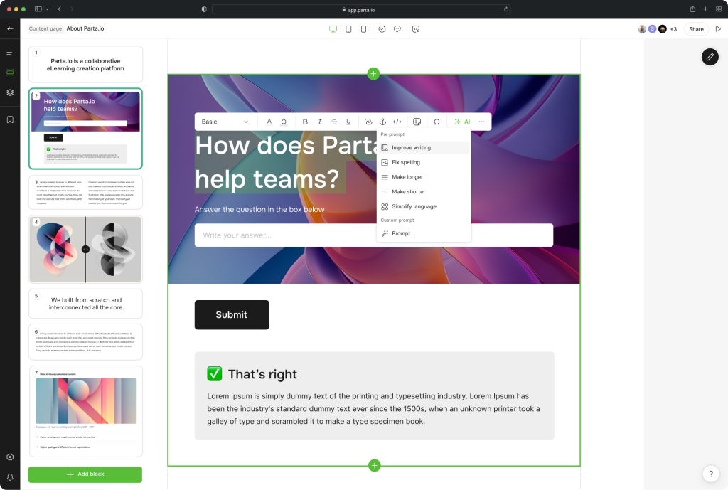 Course Builder for Interactive Learning | Parta